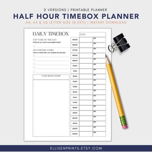 Printable Daily Timebox Planner for Productivity | Focus Timebook ...