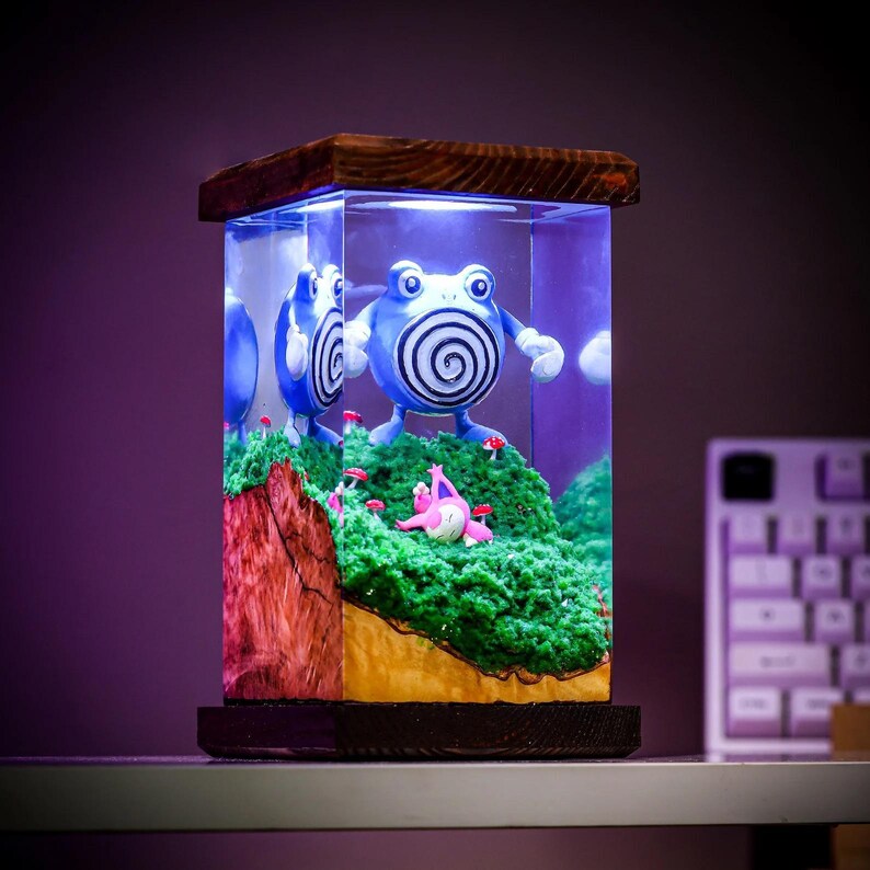 Poliwhirl & Skitty Resin Lamp | Pokémon LED Light | Handmade Grass ...