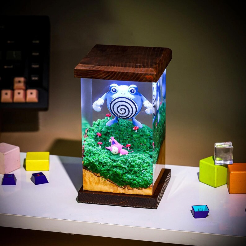 Poliwhirl & Skitty Resin Lamp | Pokémon LED Light | Handmade Grass ...