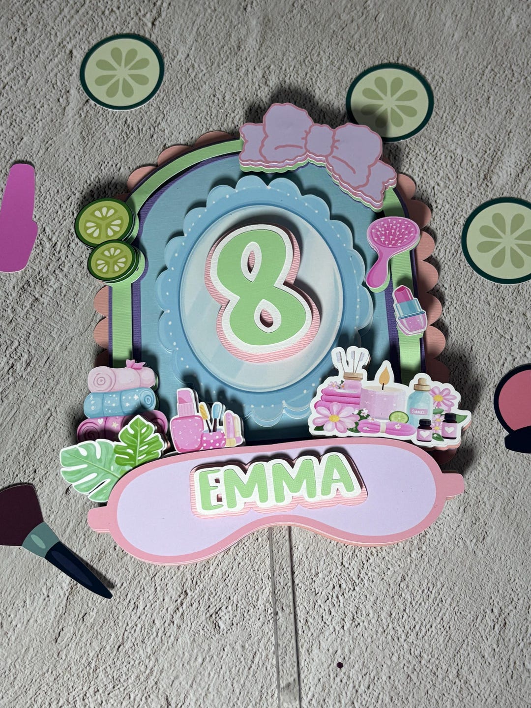 Spa Cake Topper, Girl Birthday, Slumber Spa Party, Slumber Bash Party ...