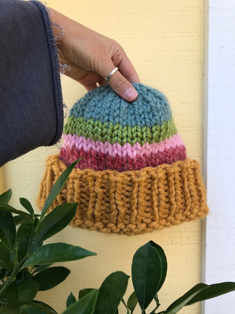 CUSTOM Multi-colored Beanies Hand Knit Chunky Beanies - Etsy