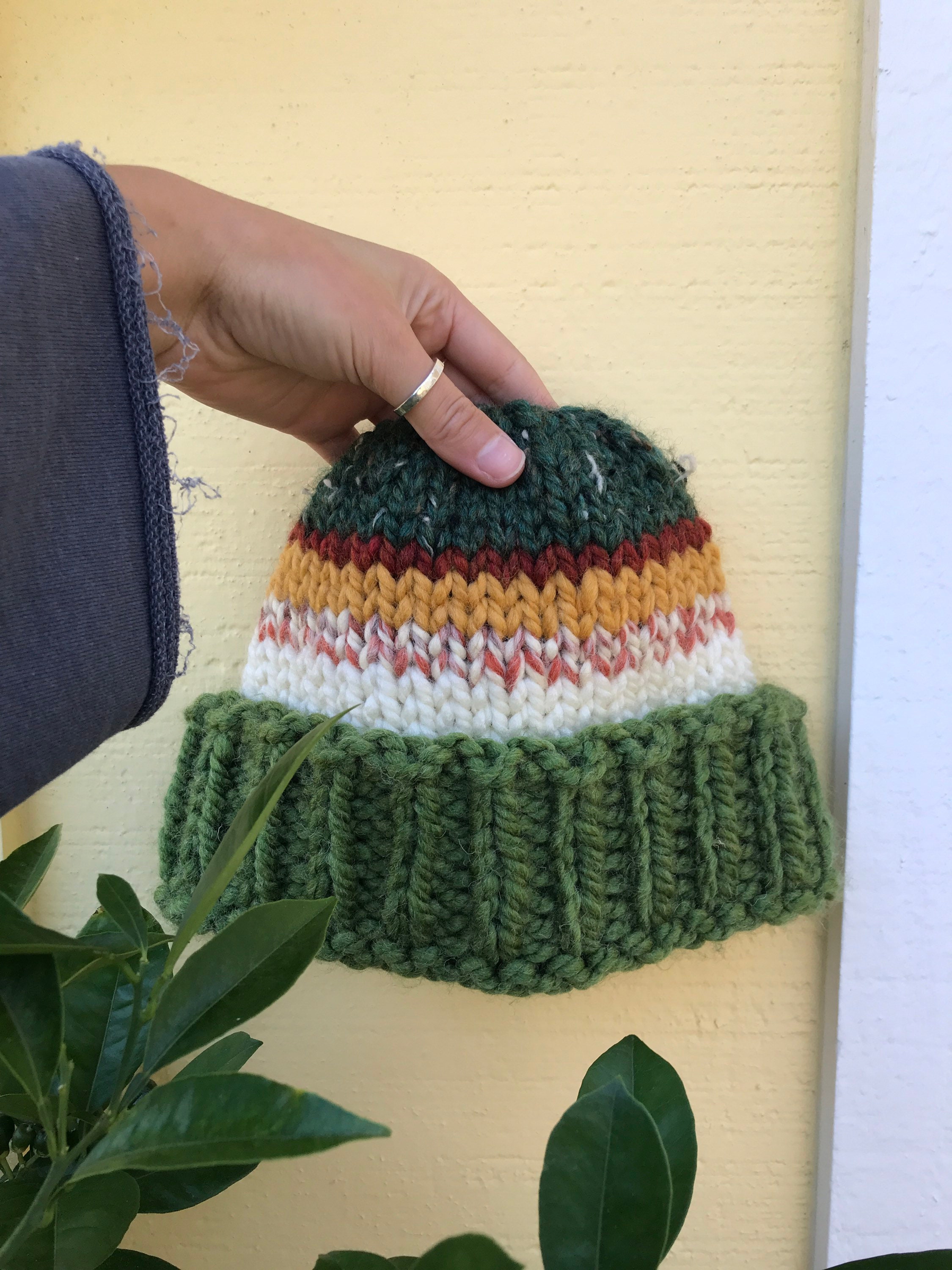 CUSTOM Multi-colored Beanies Hand Knit Chunky Beanies - Etsy Israel