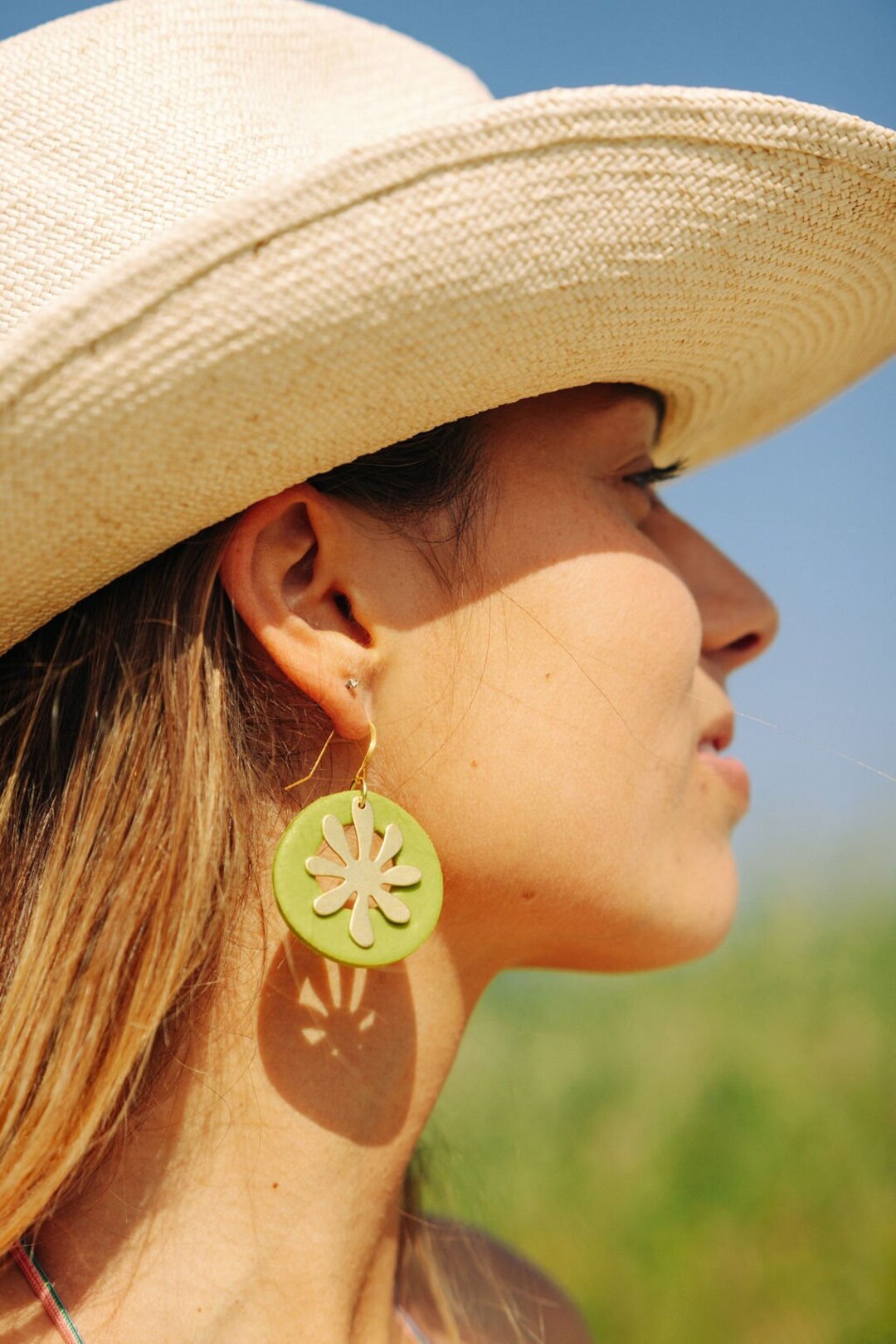 Groovy Flower Hoop Earrings Handmade With Polymer Clay and Brass ...