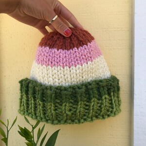 CUSTOM Multi-colored Beanies Hand Knit Chunky Beanies - Etsy
