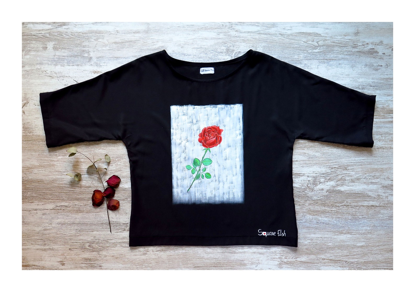 Red Rose Blouse Hand Painted Shirt Classy Blouses for - Etsy