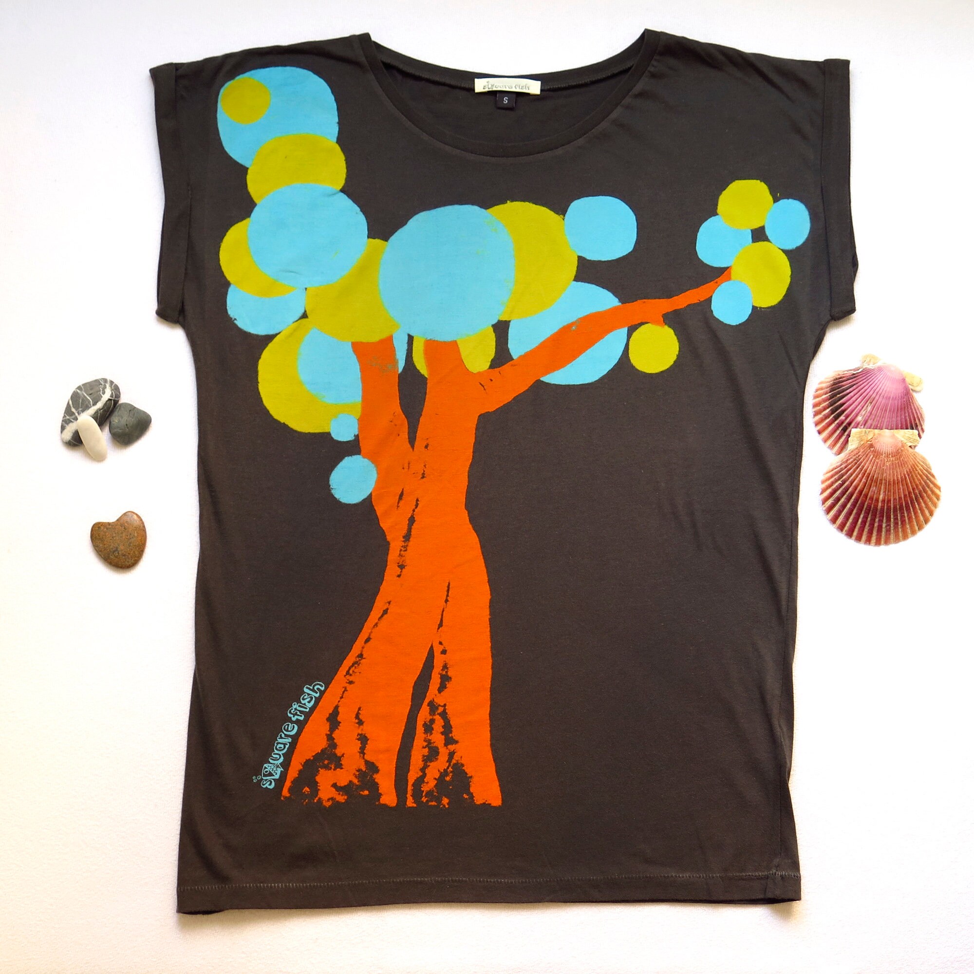 Tree Shirt Design Loose Fit T Shirt Scoop Neck Tshirt - Etsy