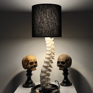 Gothic Spine Table Lamp With Trinket Dish Holder Base, Skeleton Bedside ...