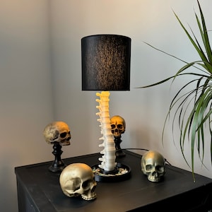 Gothic Spine Table Lamp With Trinket Dish Holder Base, Skeleton Bedside ...