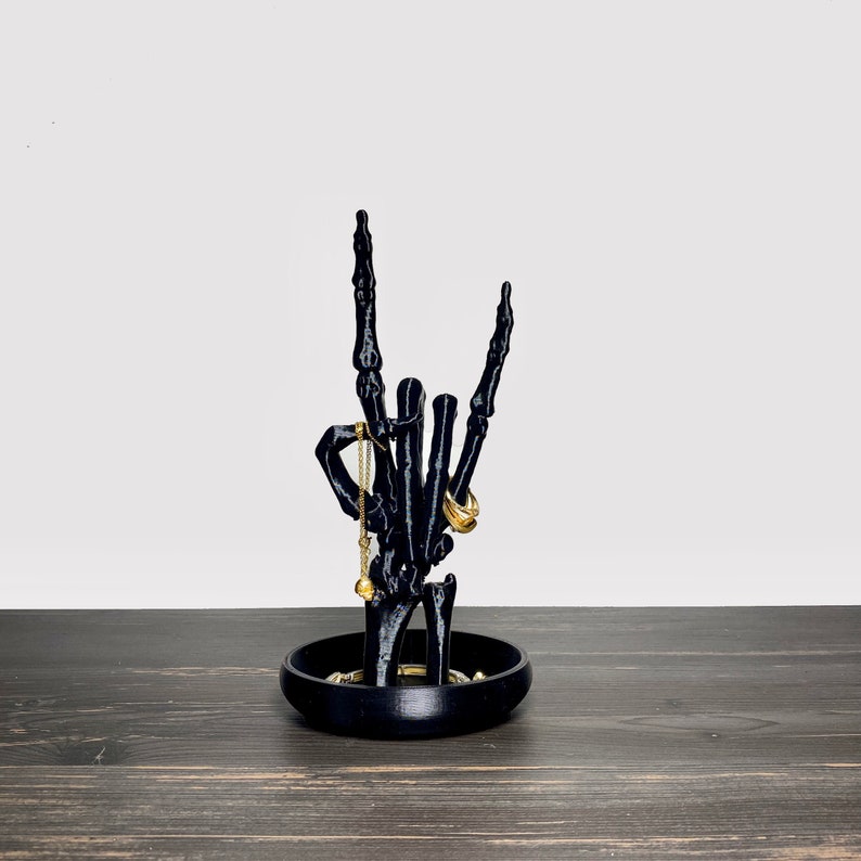 Metal Hand Rock Hand Sign Skeleton Hand Jewelry Holder Rock - Etsy