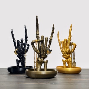 Metal Hand, Rock Hand Sign, Skeleton Hand Jewelry Holder, Rock On ...