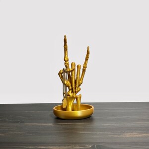 Metal Hand, Rock Hand Sign, Skeleton Hand Jewelry Holder, Rock On ...