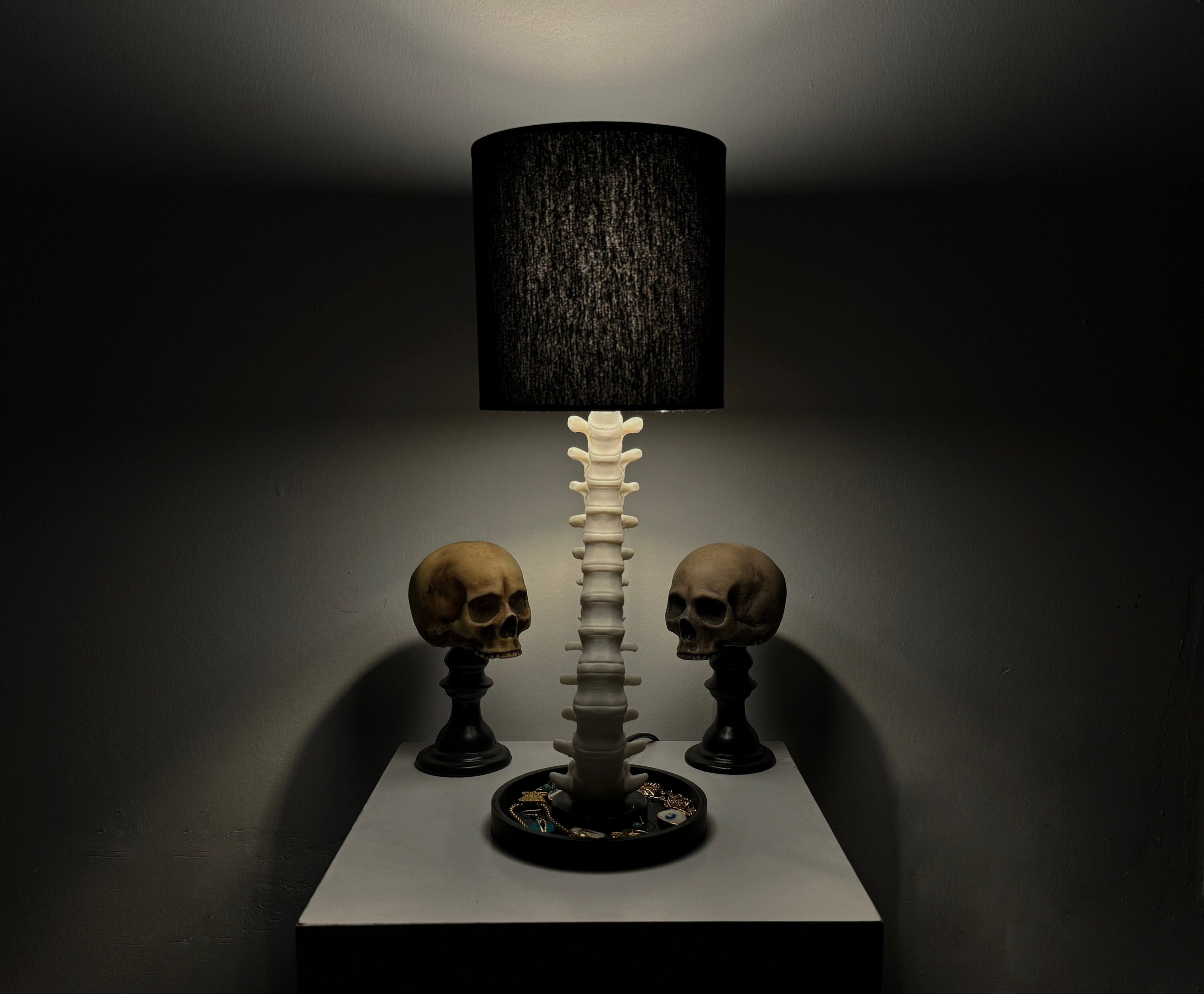Gothic Spine Table Lamp With Trinket Dish Holder Base, Skeleton Bedside ...