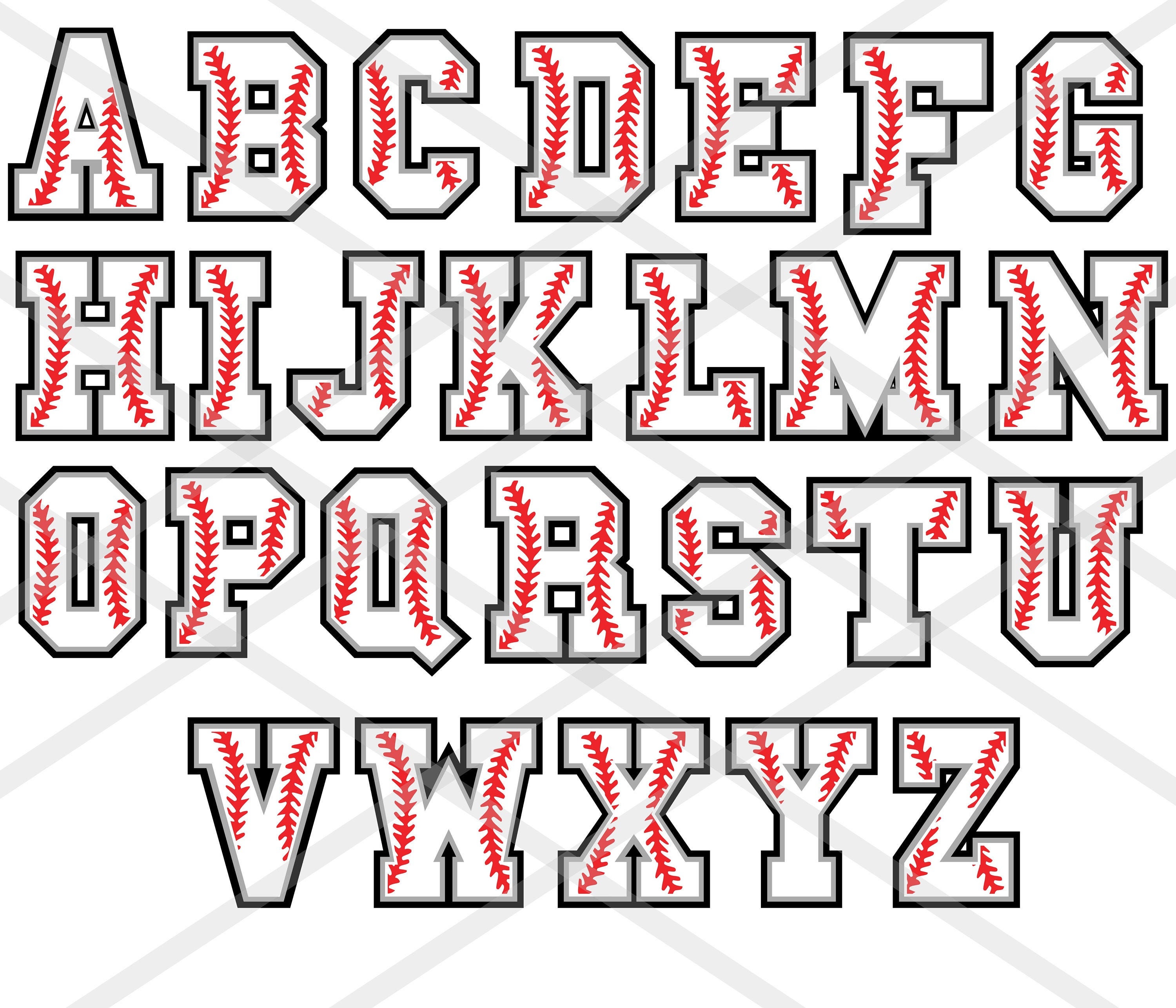 Letras del alfabeto de béisbol SVG SOLAMENTE Diseño de | Etsy