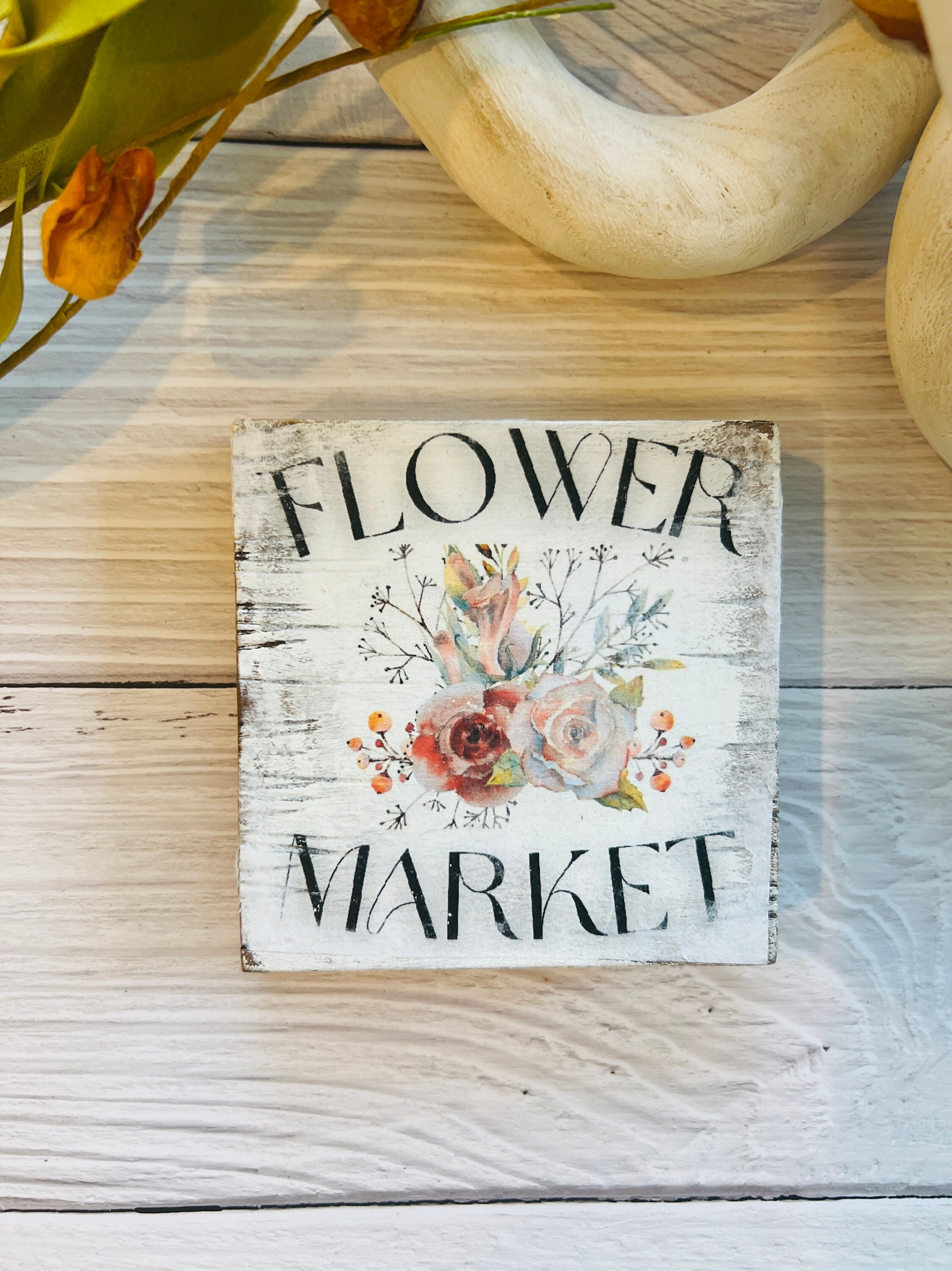 Rustic Sign, Flower Sign, Vintage Flower Sign Home Decor, Wall Art ...