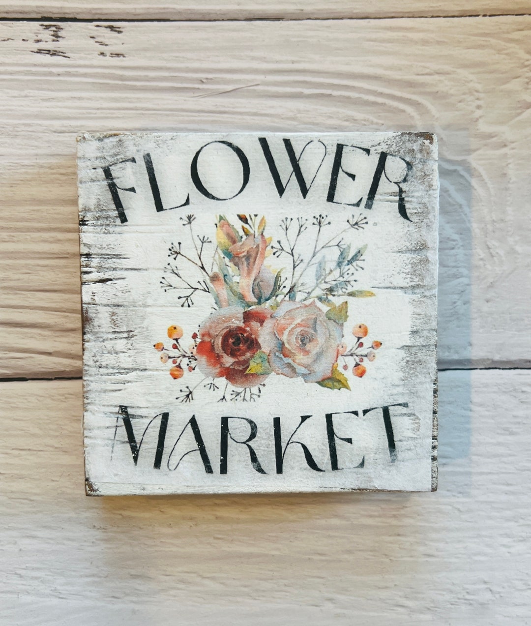 Rustic Sign, Flower Sign, Vintage Flower Sign - Home Decor, Wall Art ...