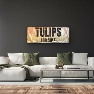 Flower Rustic Sign | Tulip Sign | Vintage Sign | Rustic Spring Decor ...