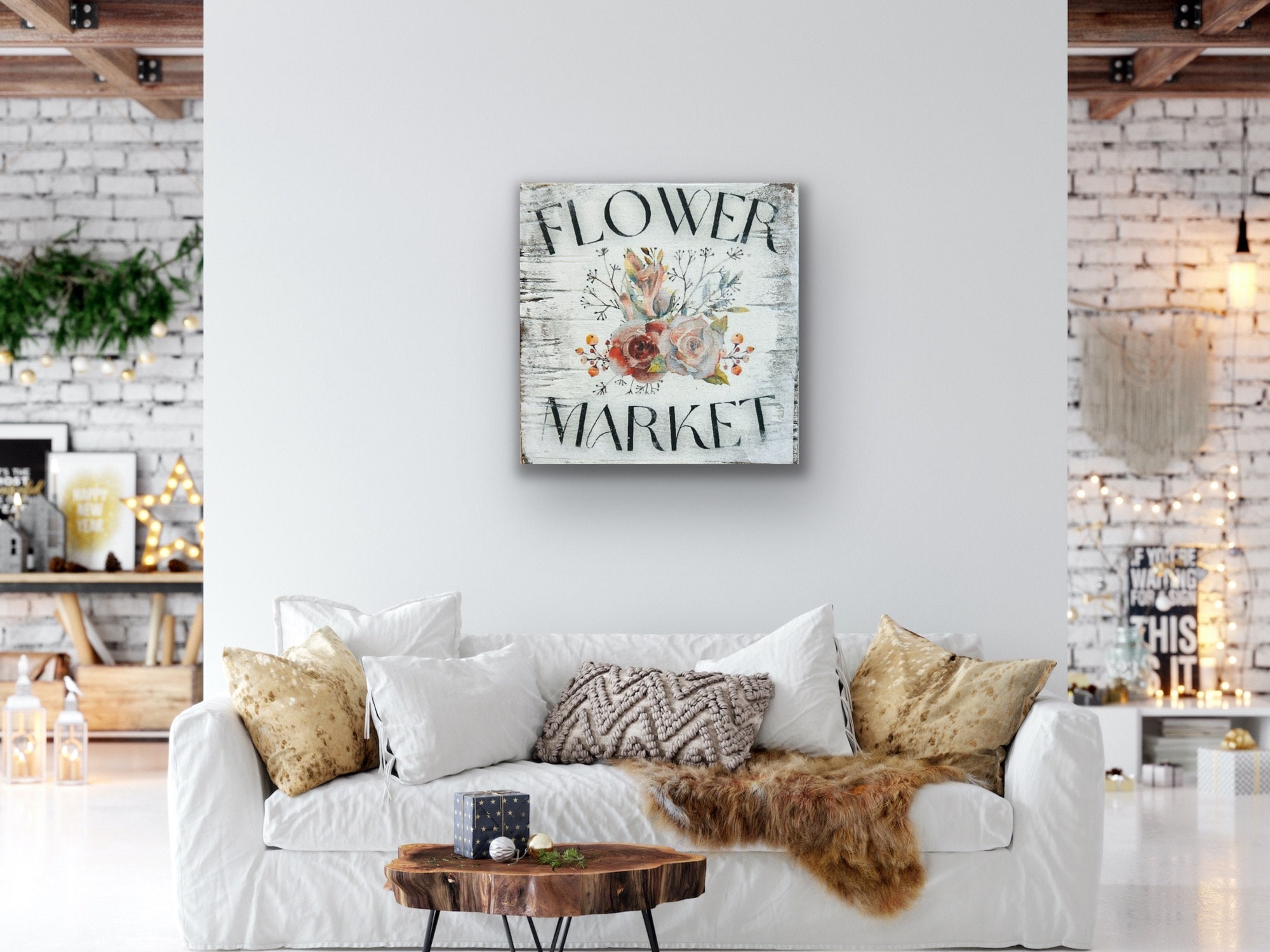 Rustic Sign, Flower Sign, Vintage Flower Sign Home Decor, Wall Art ...