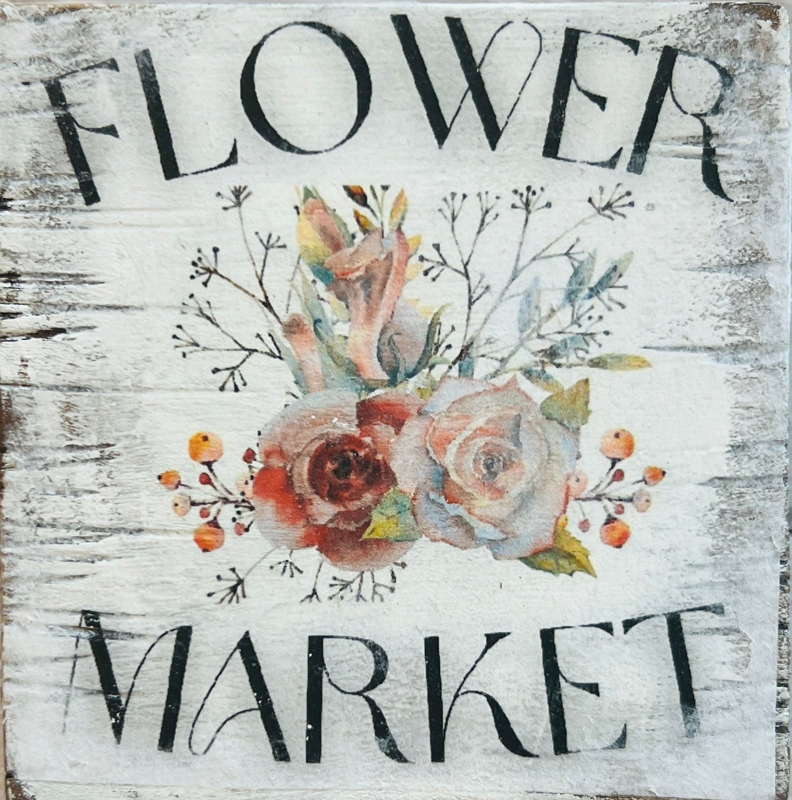 Rustic Sign, Flower Sign, Vintage Flower Sign Home Decor, Wall Art ...