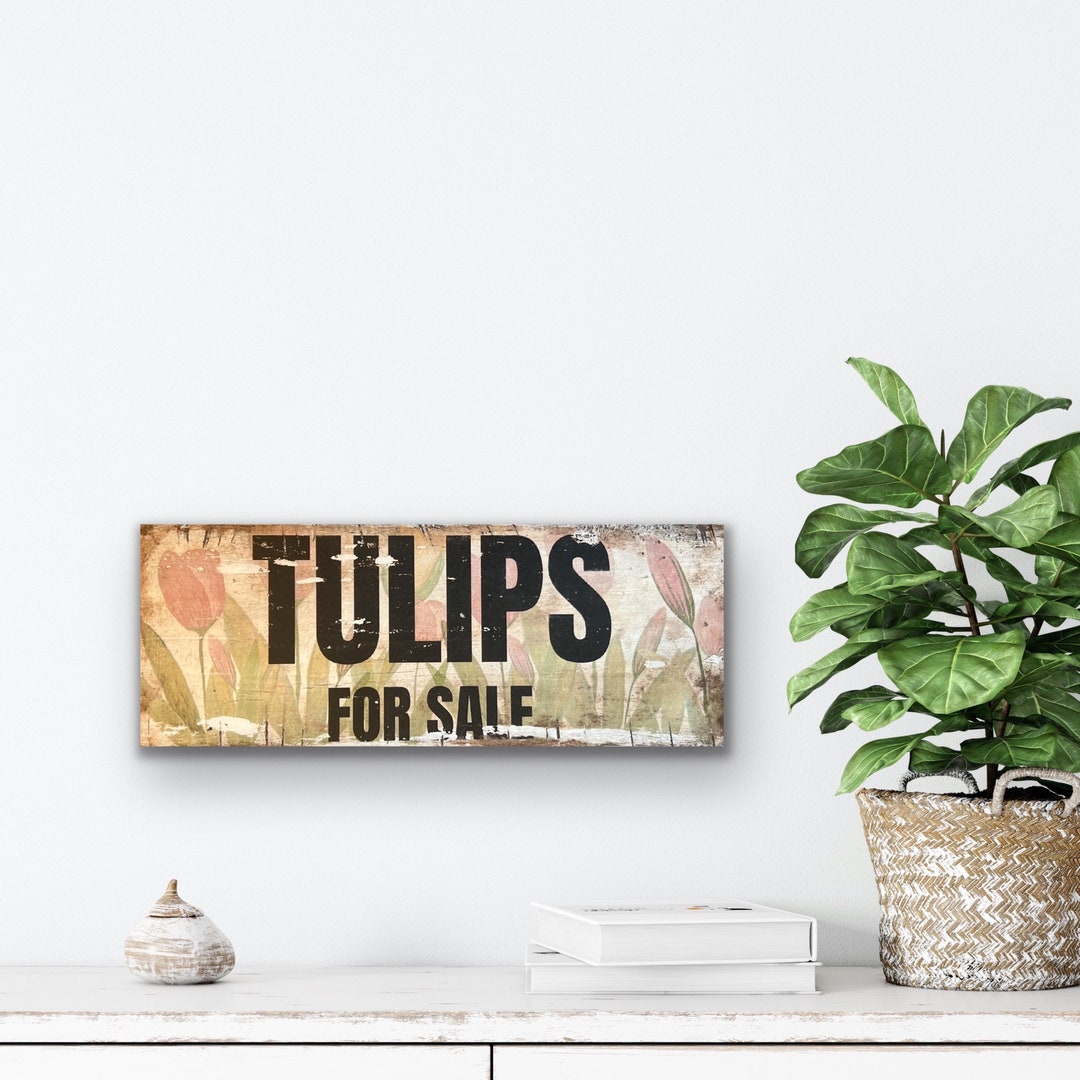 Flower Rustic Sign | Tulip Sign | Vintage Sign | Rustic Spring Decor ...