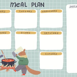 Printable Illustrated Weekly Meal Planner, Bundle of 3 | Meal Tracker ...