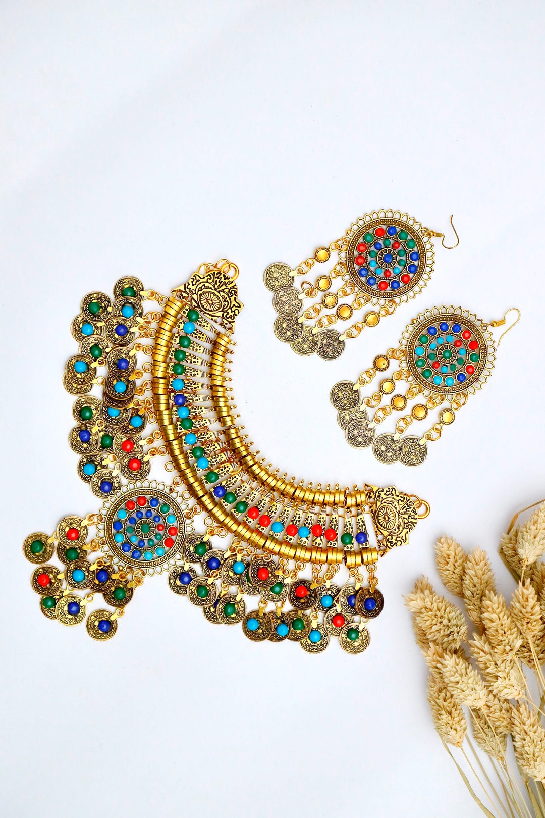 Gold Afghan Full Jewellery Set, Afghani Jewelry Set Afghan Choker ...
