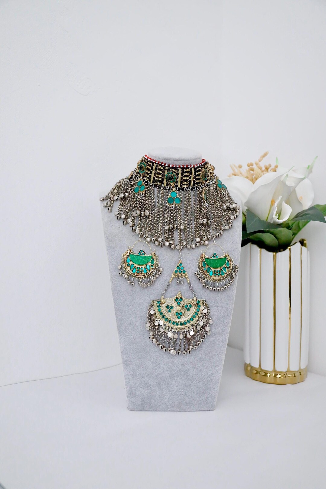 Afghan Full Jewellery Set, Afghani Jewelry Set Afghan Choker Necklace ...