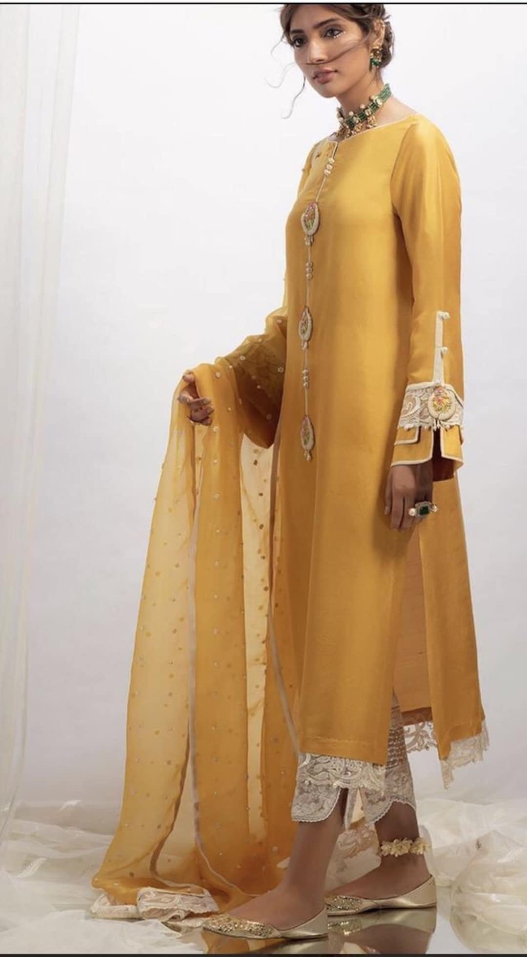 Indian Designer Silk Mustard Yellow Kurta Pant, Mustard Kurta With ...