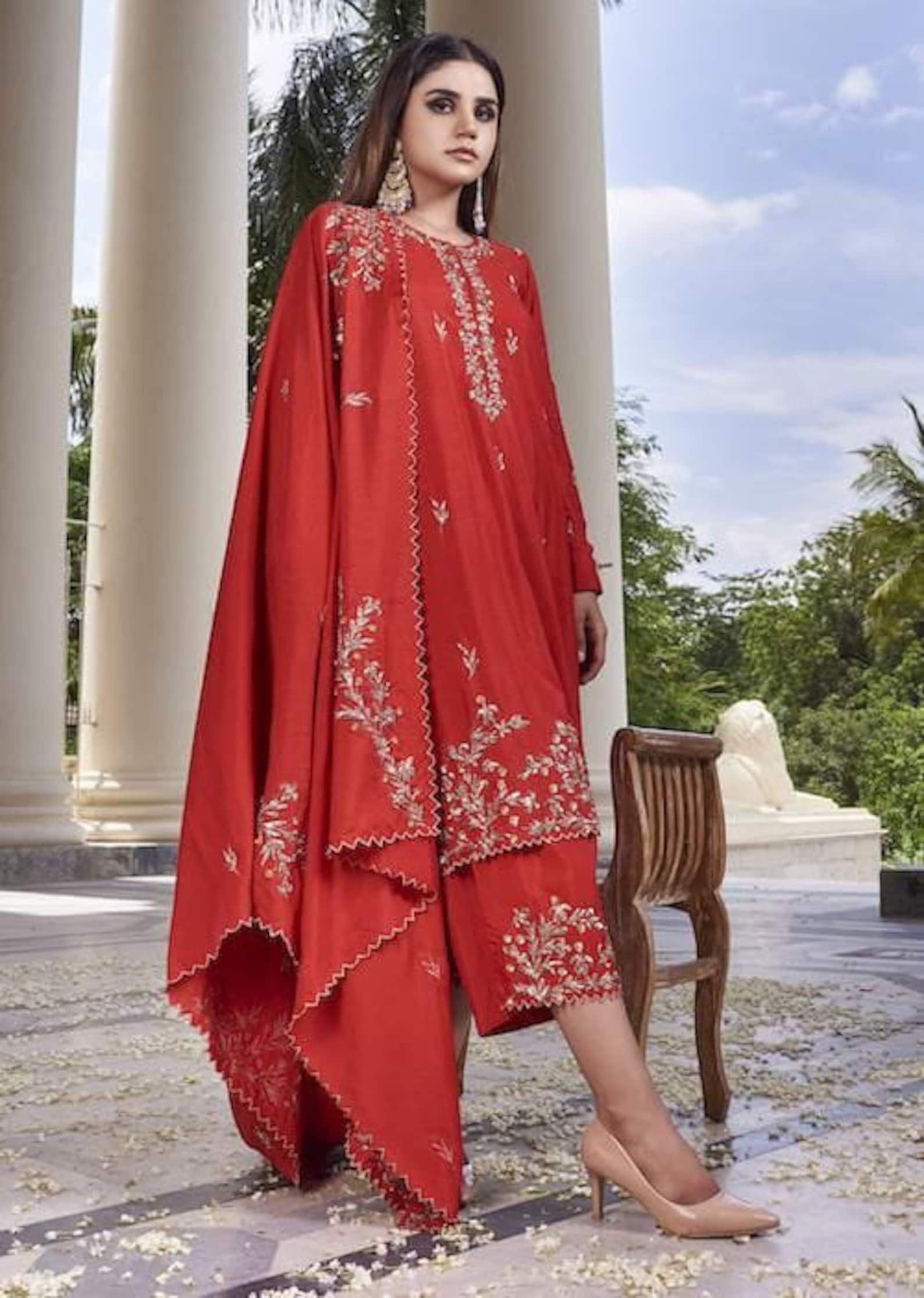Eid Partywear Rust Kurta With Palazzo and Dupatta Pakistani Designer ...