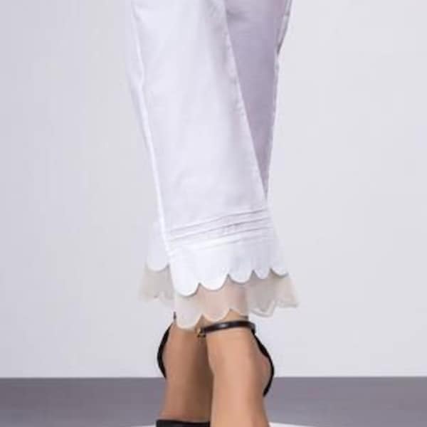 White Straight Scallops Designer Pant Trouser - Etsy