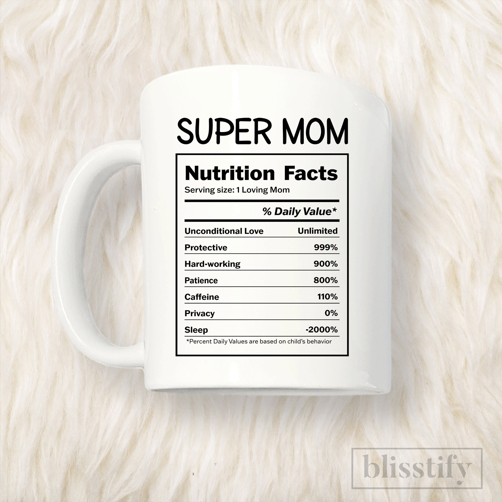 Super Mom Nutritional Facts Custom Name Mug, Mother Nutrition Labels ...