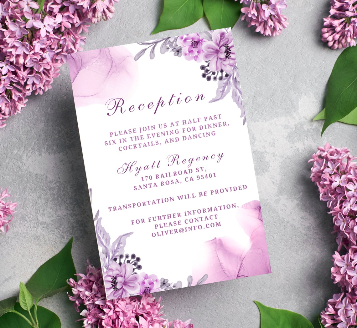 Lilac Wedding Invitation Suite Template, Purple Wedding Program Digital ...