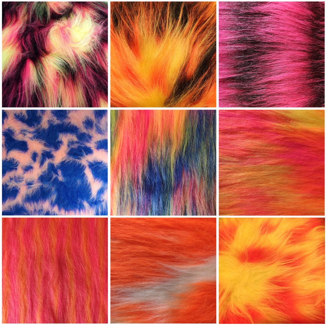 002 Multi Coloured Faux Fur Fabric Multiple Lengths & Colours - Etsy