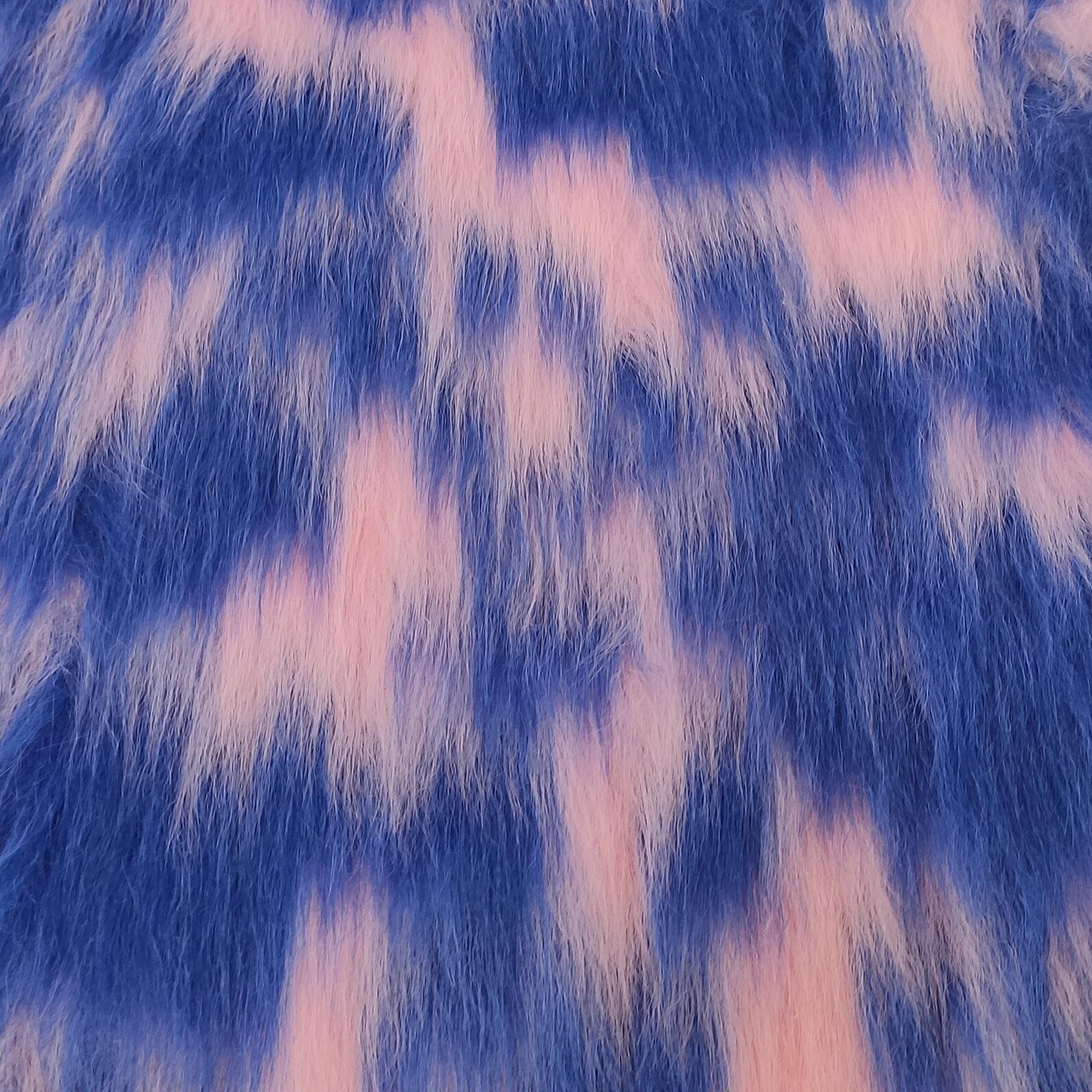 Multi Coloured Faux Fur Fabric - Cobalt/blossom - Multiple Lengths - Etsy