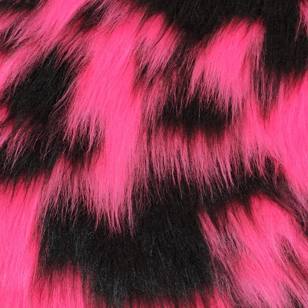 Multi Coloured Faux Fur Fabric - Cerise/black - Multiple Lengths - Etsy