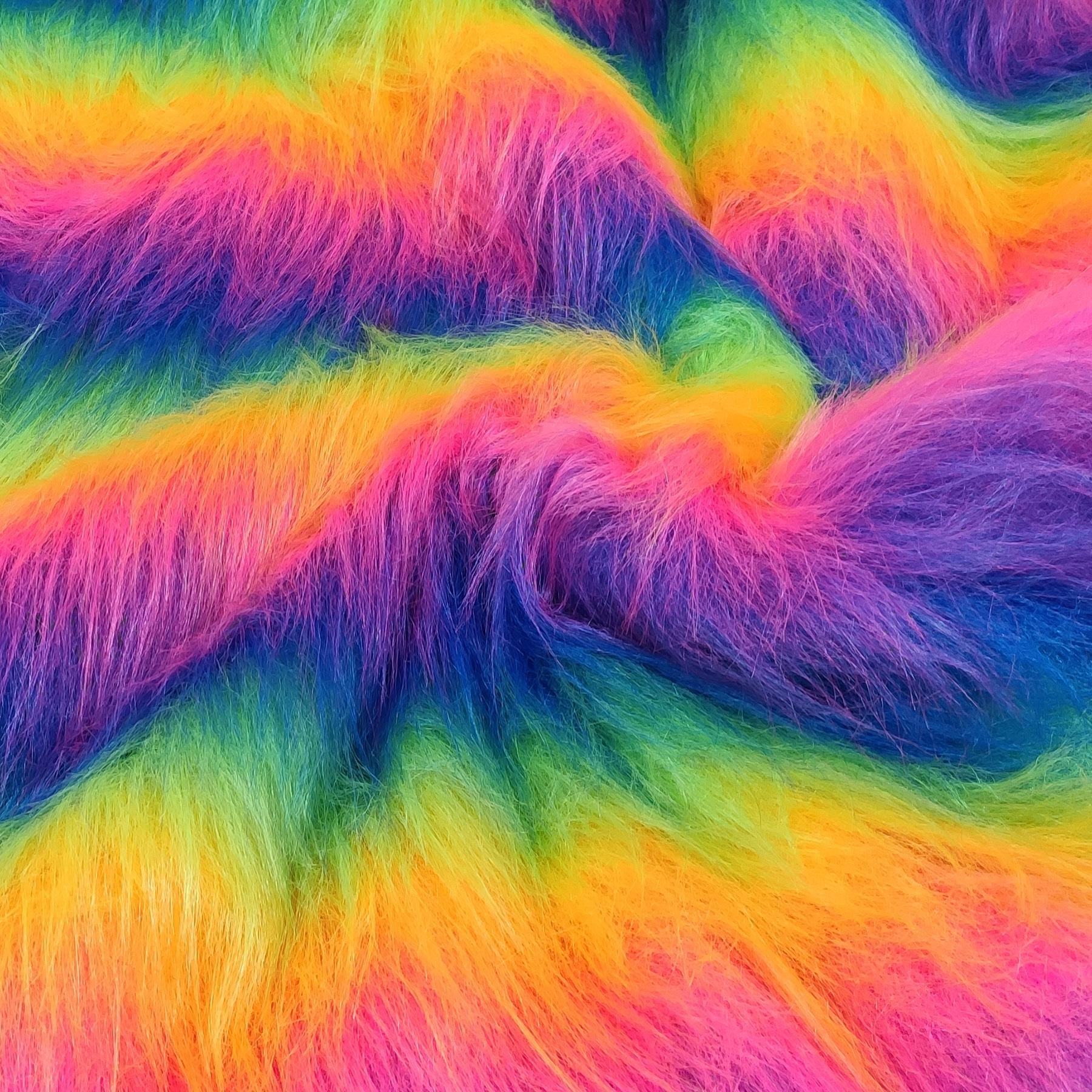 Multi Coloured Faux Fur Fabric - Rainbow - Multiple Lengths - Etsy