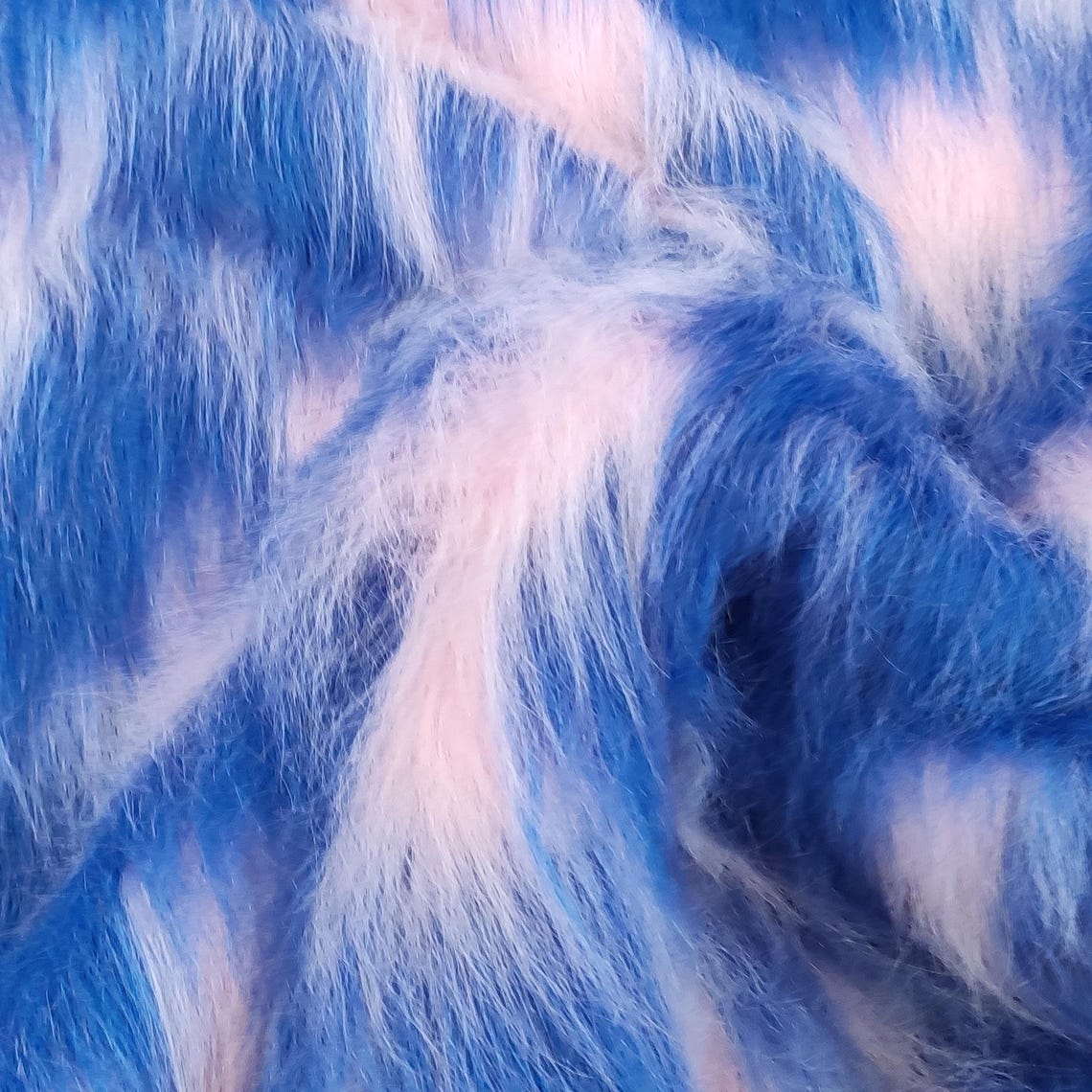 Multi Coloured Faux Fur Fabric - Cobalt/blossom - Multiple Lengths - Etsy