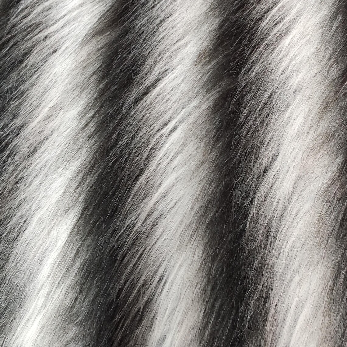 Multi Coloured Faux Fur Fabric - Black/white Stripe - Multiple Lengths ...