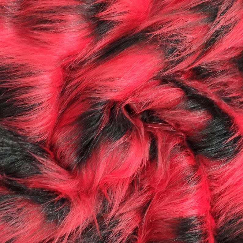 Multi Coloured Faux Fur Fabric - Red/black - Multiple Lengths - Etsy
