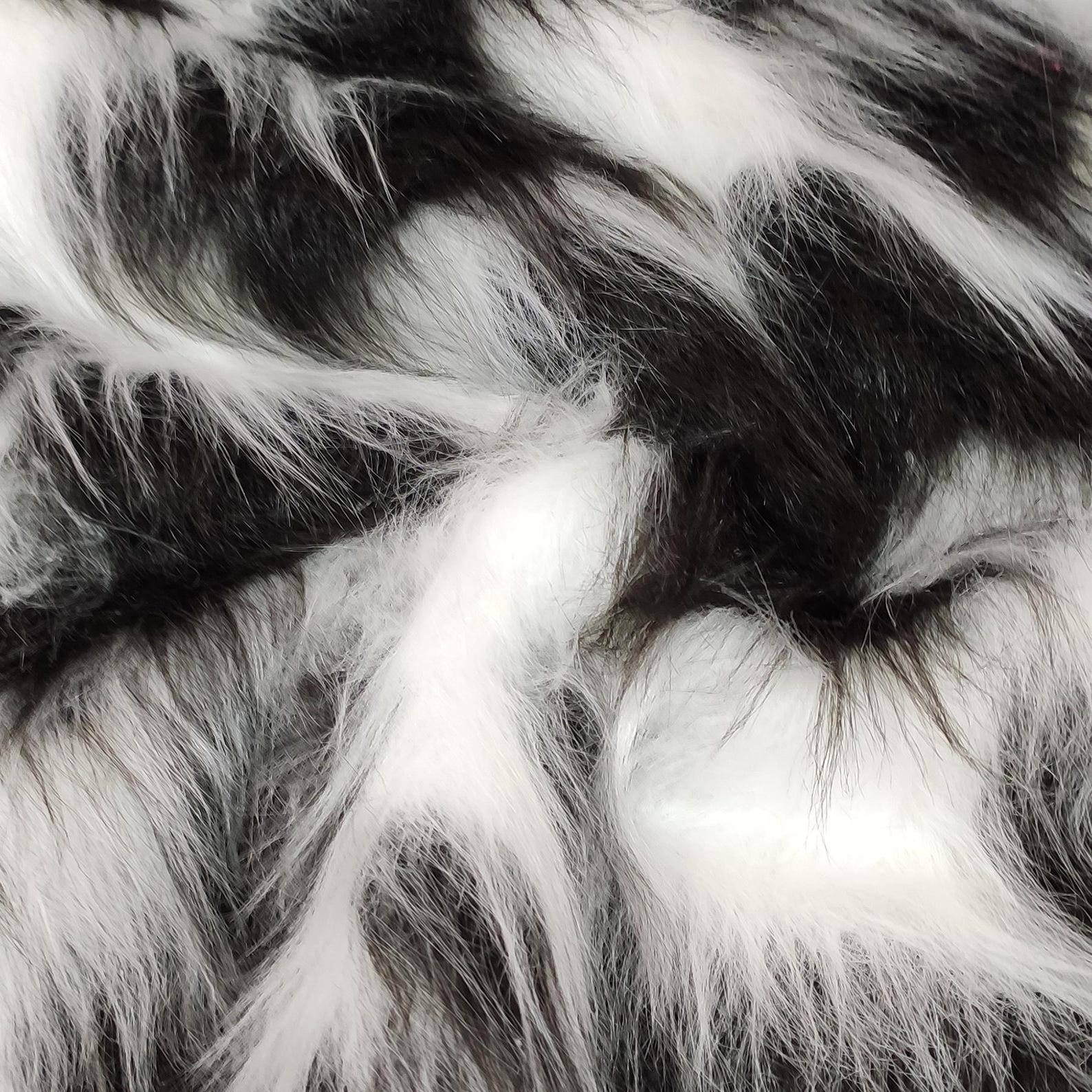 Multi Coloured Faux Fur Fabric - White/black - Multiple Lengths - Etsy