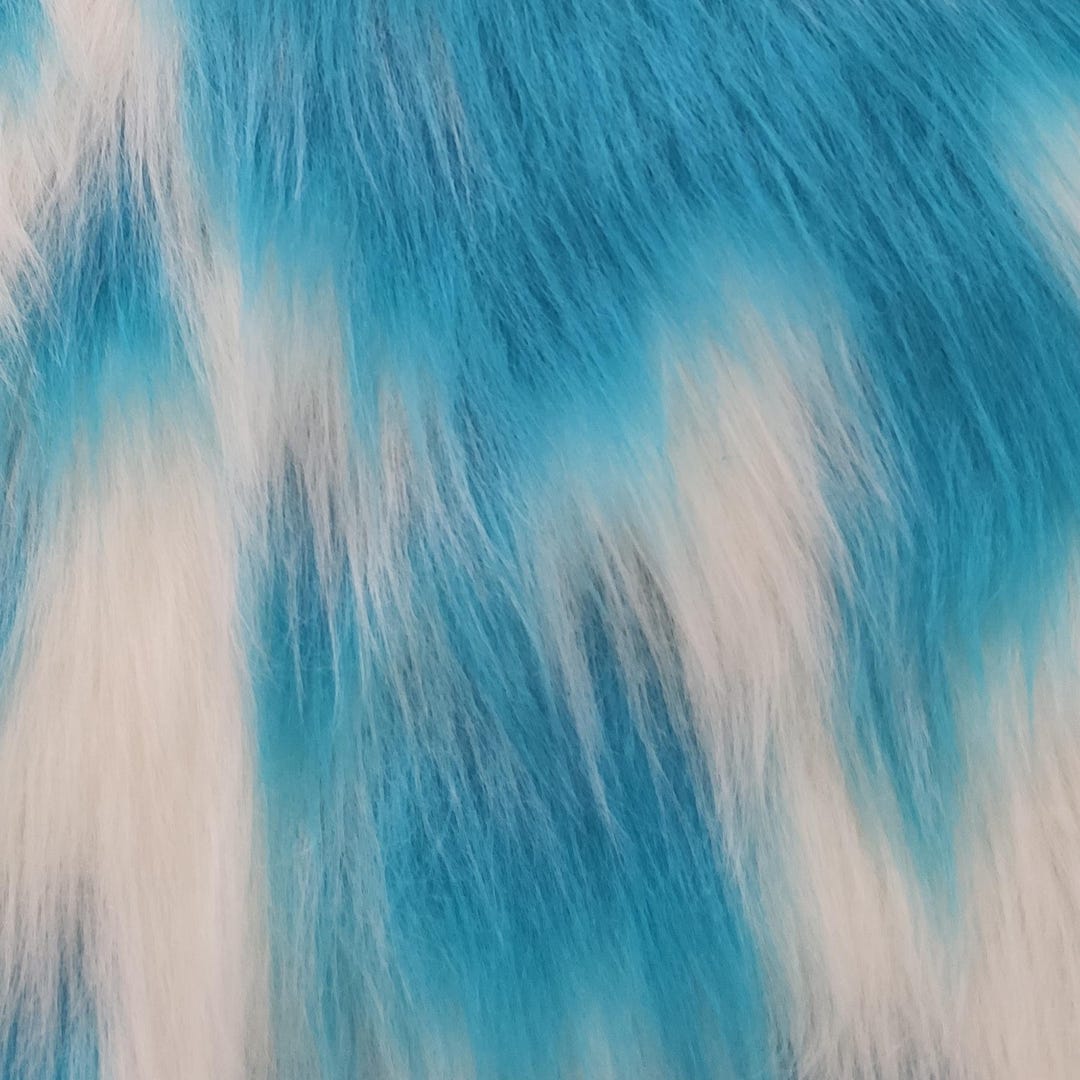 Multi Coloured Faux Fur Fabric - Turquoise/white - Multiple Lengths - Etsy