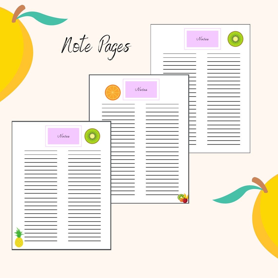 Note Pages Grocery List, to Do List, Notes - Etsy