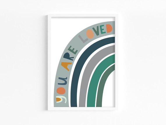 You Are Loved Rainbow Print Rainbow Wall Art Nursery Decor | Etsy