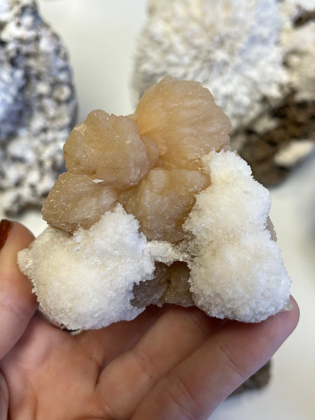Scolecite on Stilbite Snowball Scolecite Scolecite Specimen Stilbite ...