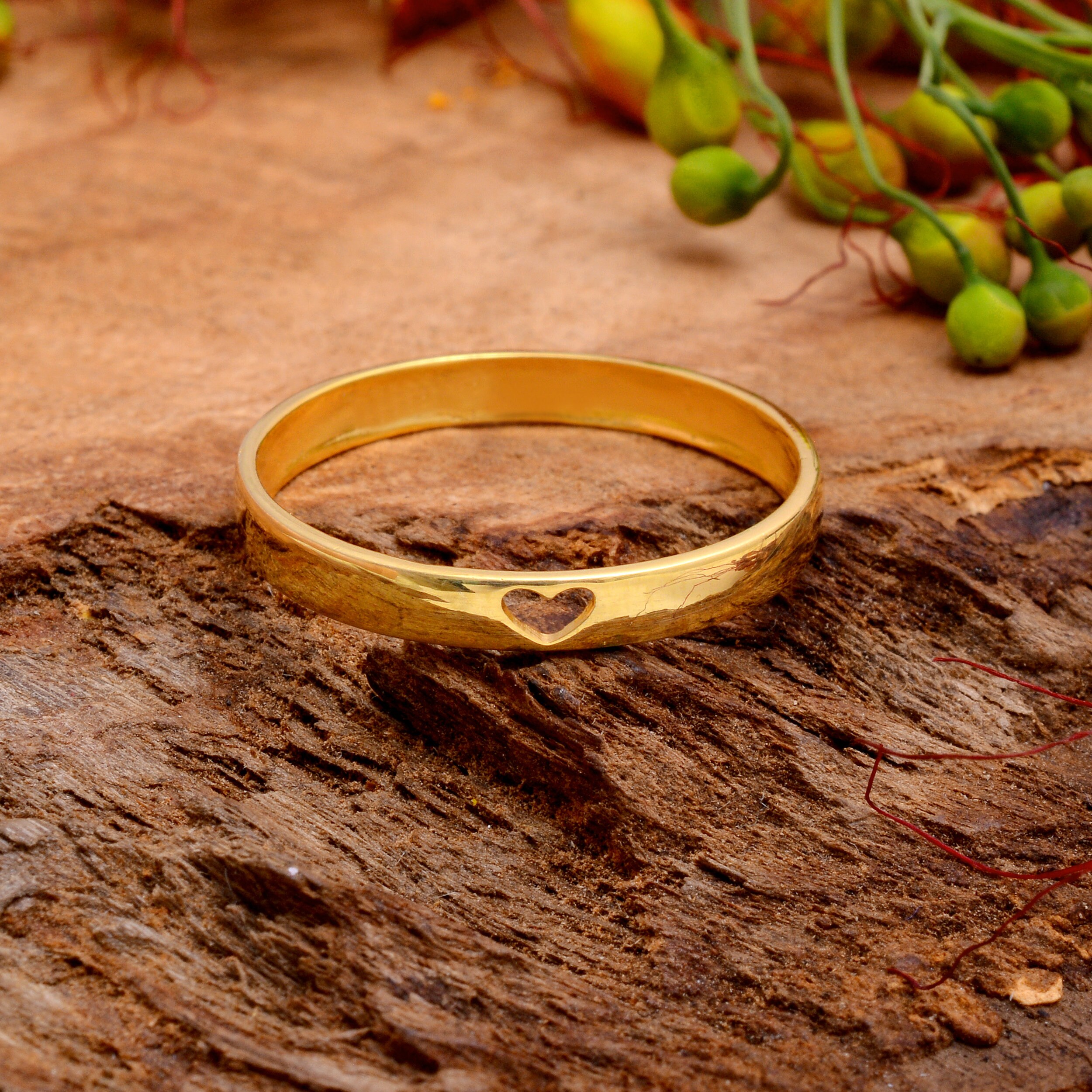 14k Solid Gold Heart Infinity Ring, Heart Band Ring, Simple Stacking ...