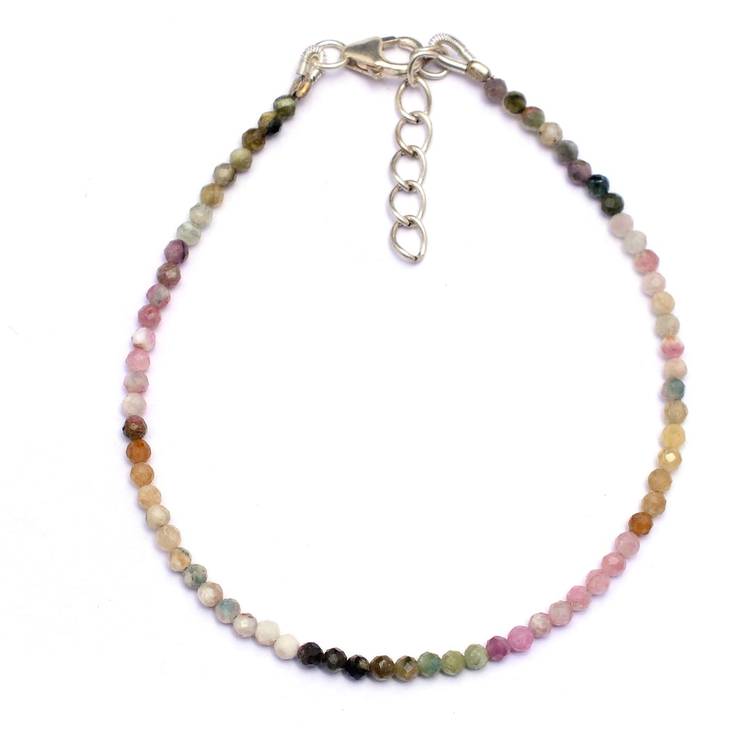 Natural Multi Tourmaline Gemstone , Silver Lock , Micro Faceted, Girls ...