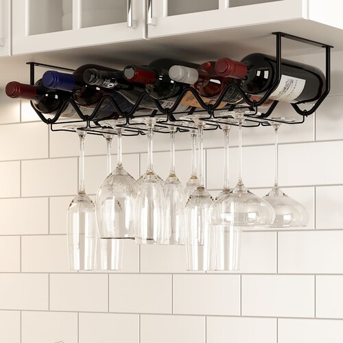 Under Cabinet Rustic Wine Rack and Wine Glass Rack 4 - Etsy