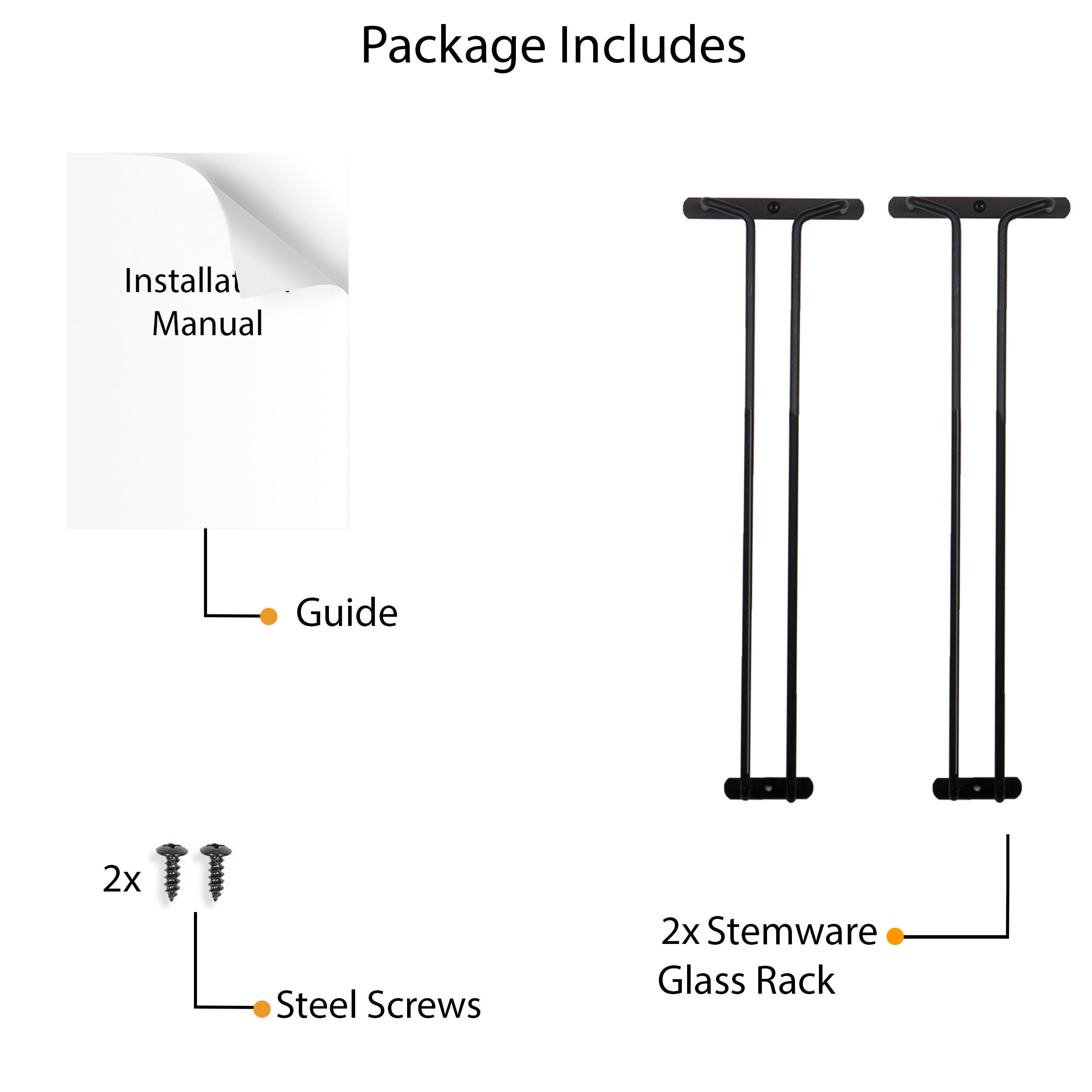 Under Cabinet Wine Glass Rack 17 Depth Set of 2 Black - Etsy