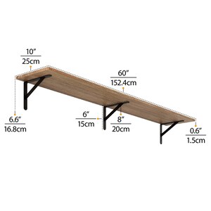 60 Inch Long X 10 in Deep Rustic Floating Shelves for Wall, Wall Book ...
