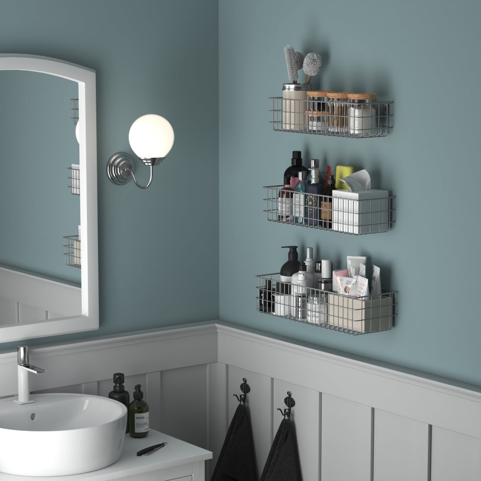 KANSAS Wire Basket for Bathroom Decor Wall Mounted Bathroom | Etsy