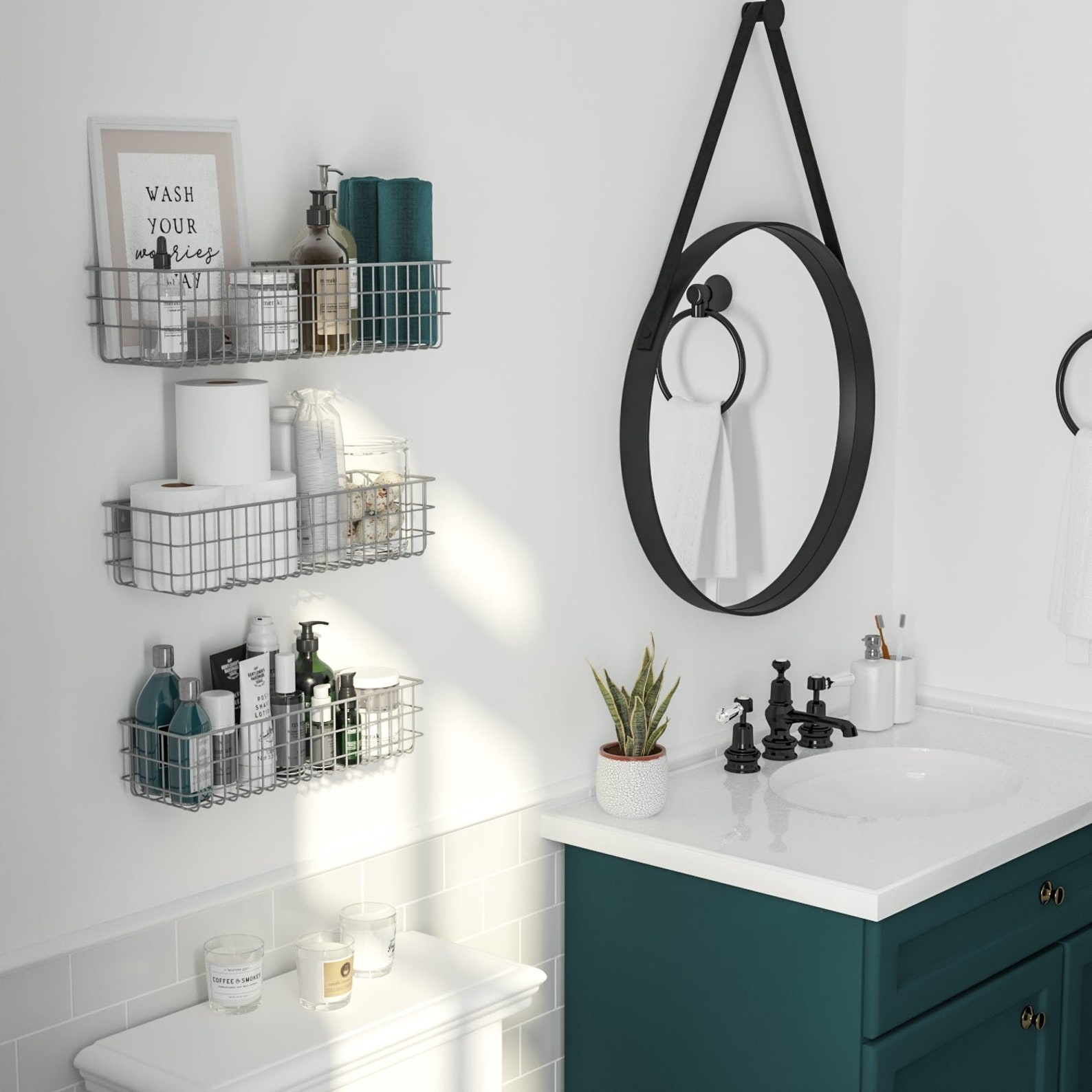 KANSAS Wire Basket for Bathroom Decor Wall Mounted Bathroom | Etsy